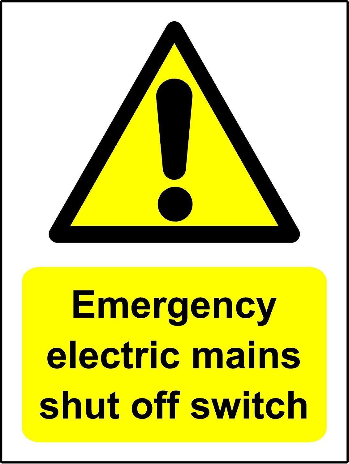 Emergency electric mains shut off switch Safety sign - 1.2mm Rigid ...