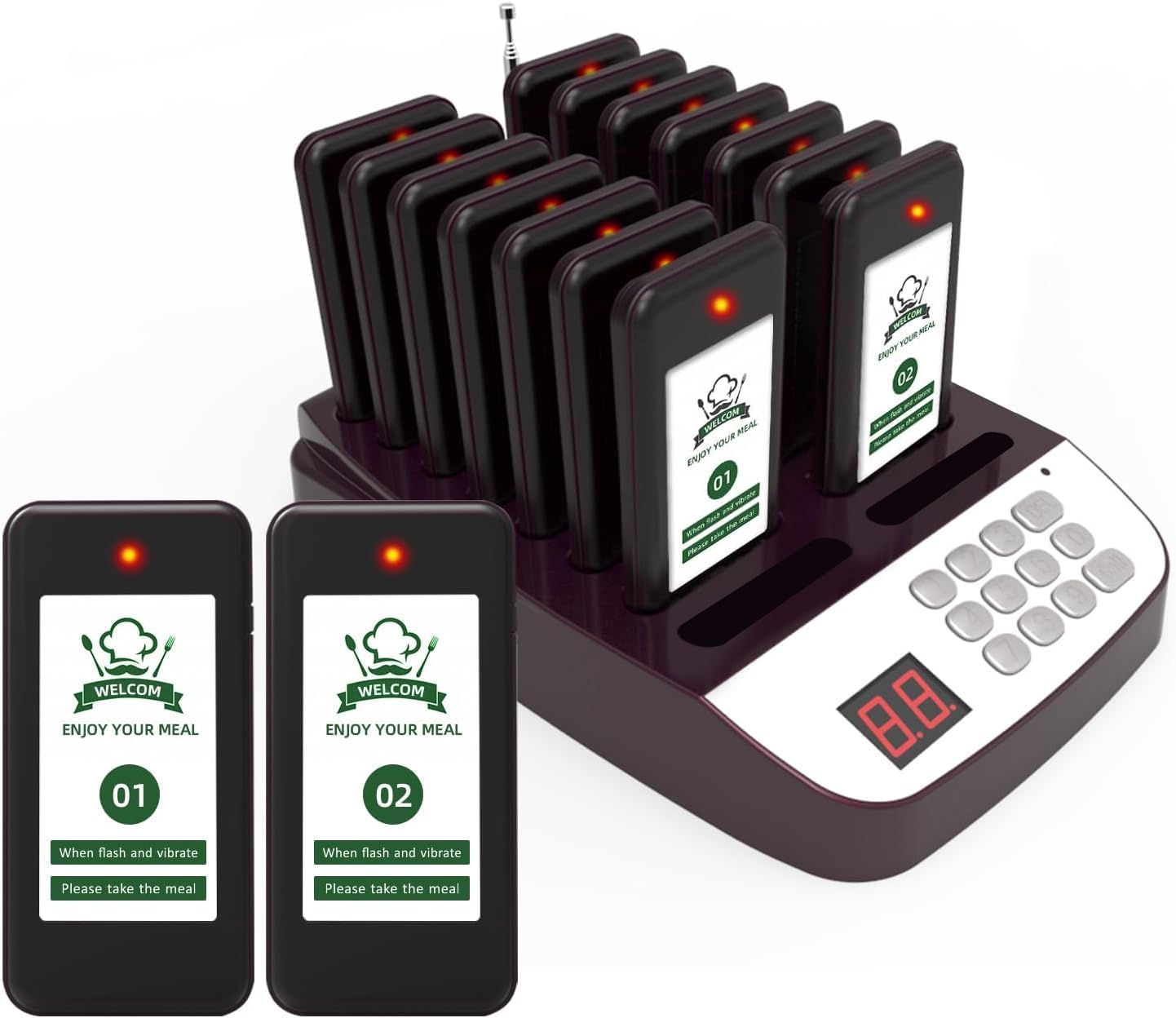Amazon.com: Restaurant Pager System,16 Restaurant Pagers,Wireless Calling System for Restaurant ...