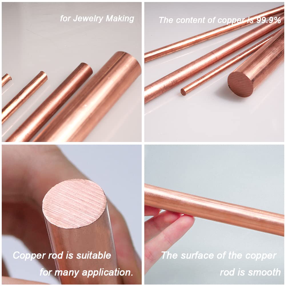 Snapklik.com : Ququyi 99.9% Pure Copper Round Rod 3/8" OD 8" Length ...