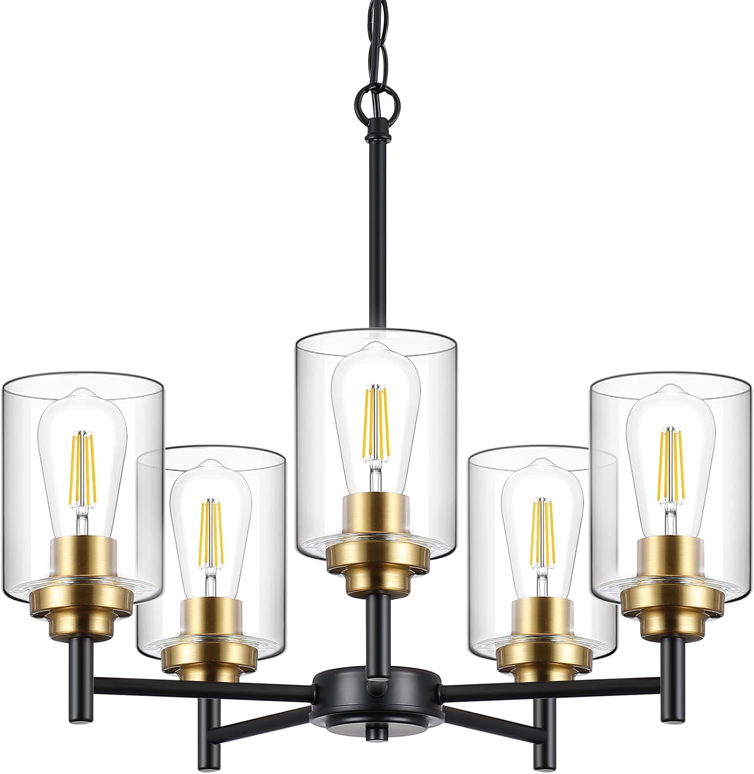 TELAFLY 5-Light Dining Room Chandelier,Modern Small Chandeliers Black Rustic Metal Farmhouse ...