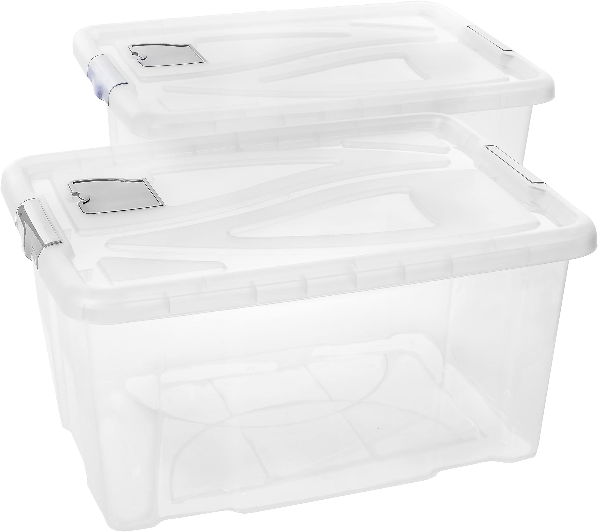 Deuba® Aufbewahrungsboxen 4 x 30l mit Deckel und Rollen, stapelbar ...