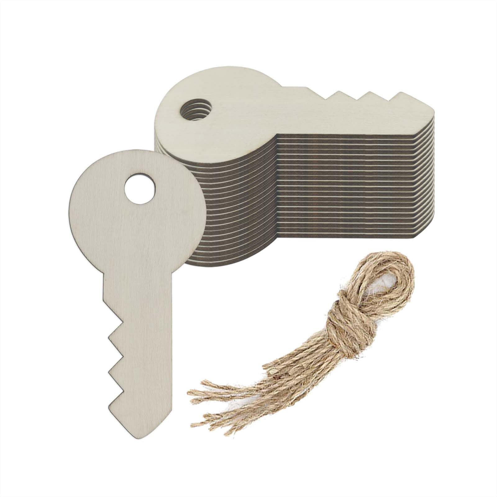 Amazon.com: Creaides 20pcs Key Wood Crafts Cutouts Blank Wooden Key ...