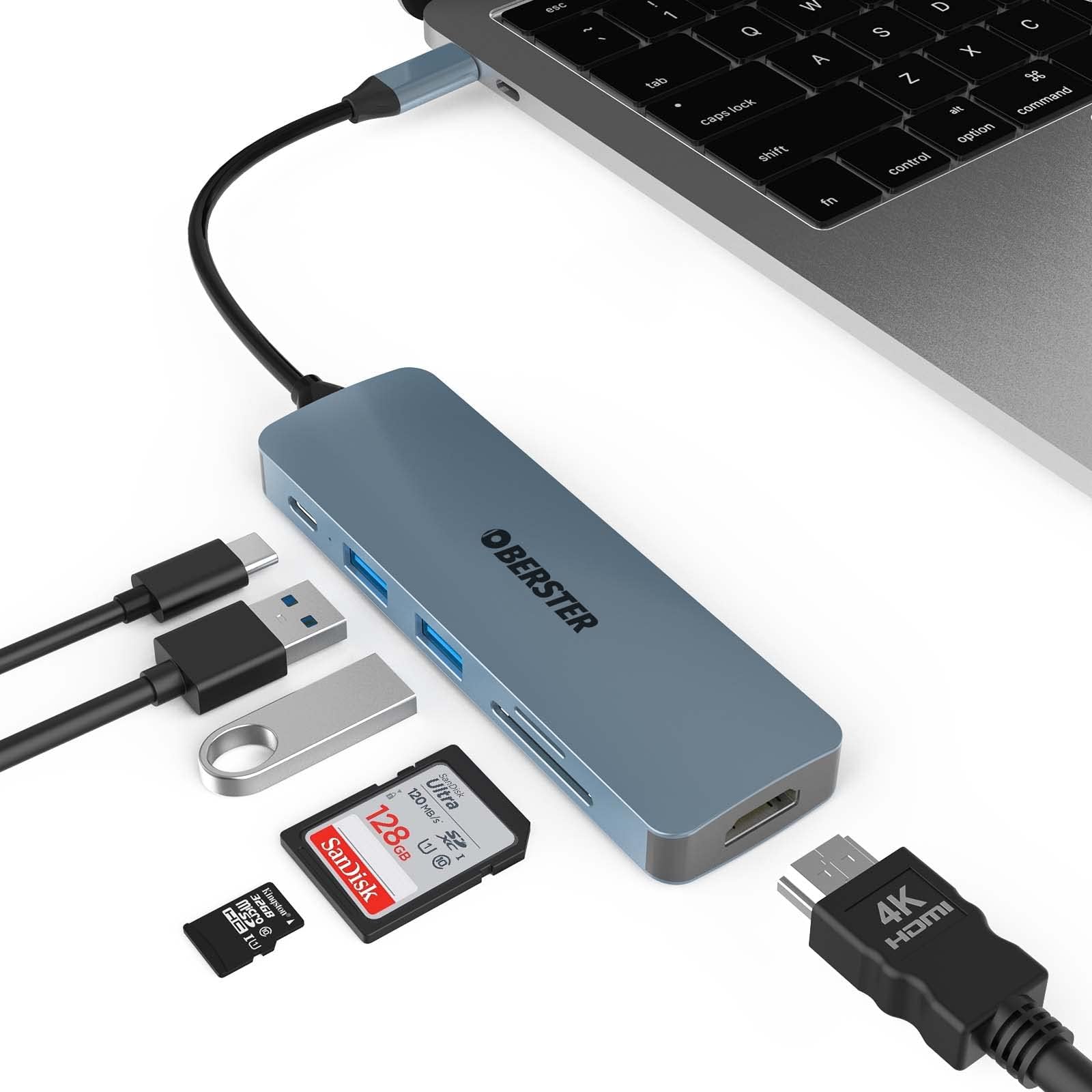 Amazon.com: USB C Hub Multiport Adapter - Dockteck 6 in 1 USB C Dock ...