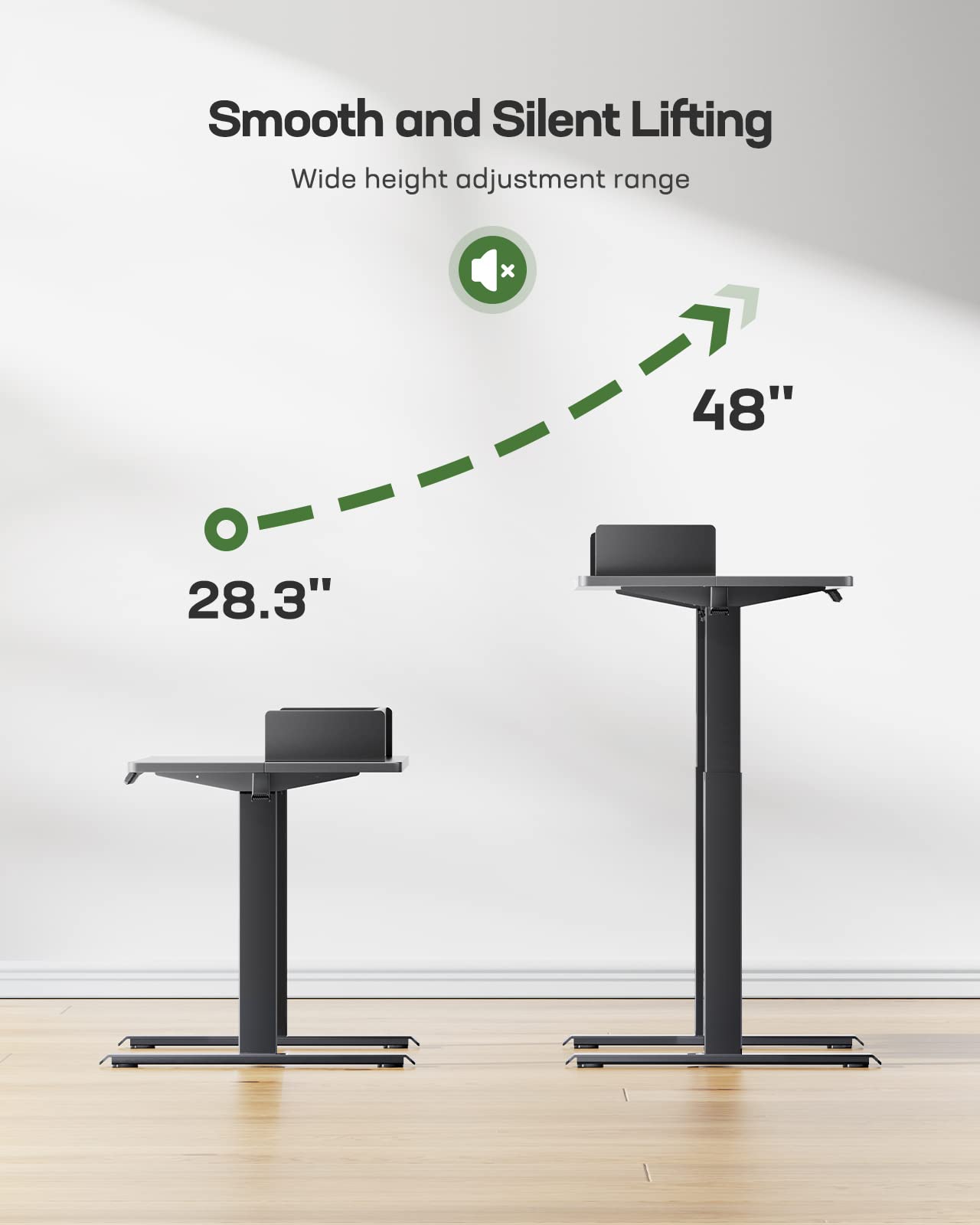 Marsail Electric Standing Desk with Double Drawers, 48x24 Inches Height ...