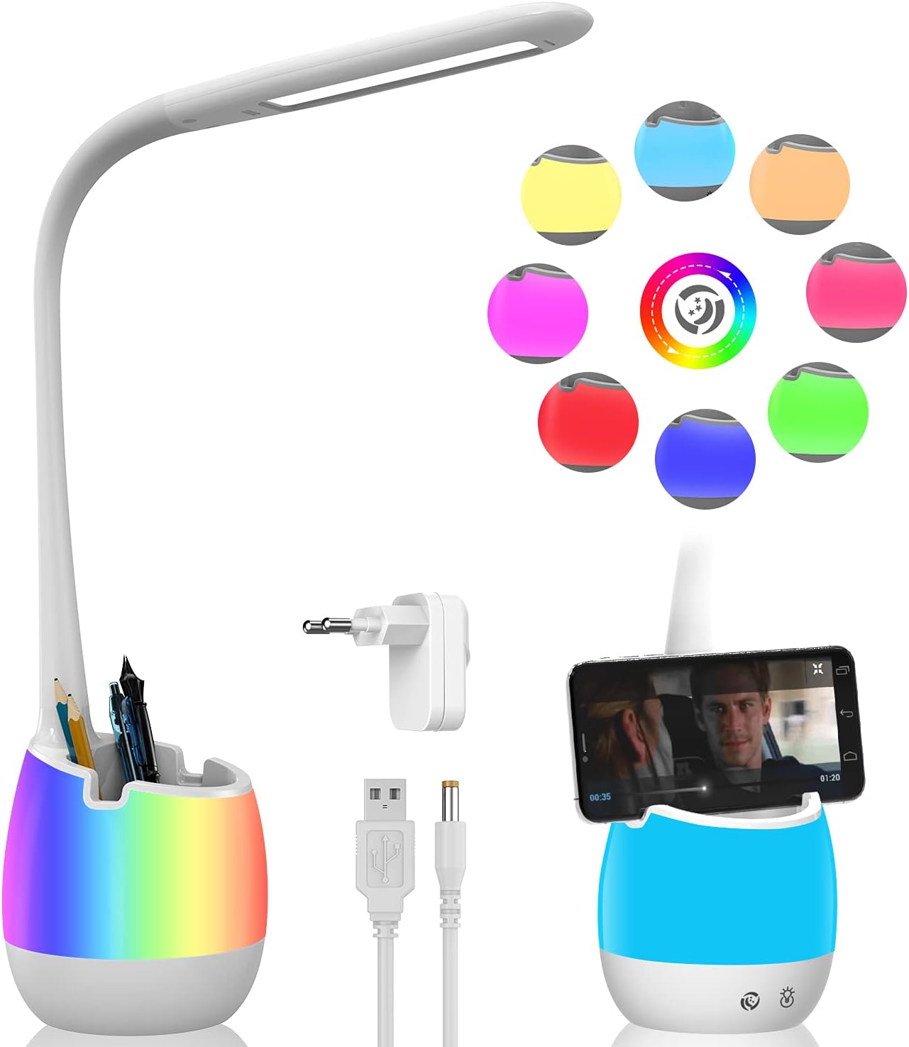 ERAY Kids Desk Lamp LED Study 2000mAh Rechargeable Desk Light with Pen ...