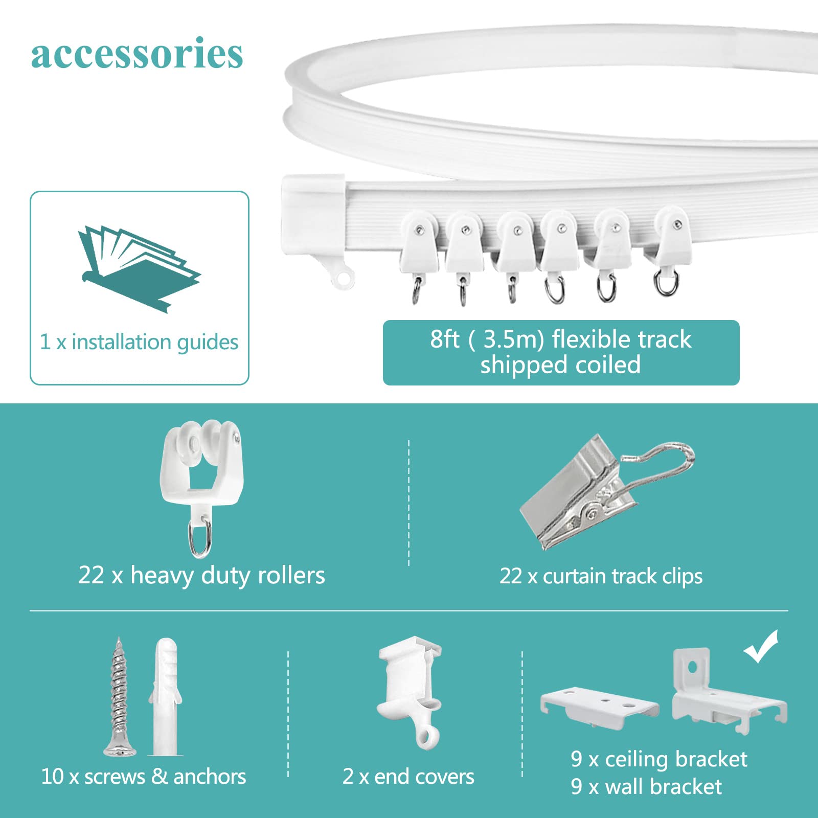 Snapklik.com : Flexible Bendable Ceiling Curtain Track 14Ft Curtain ...