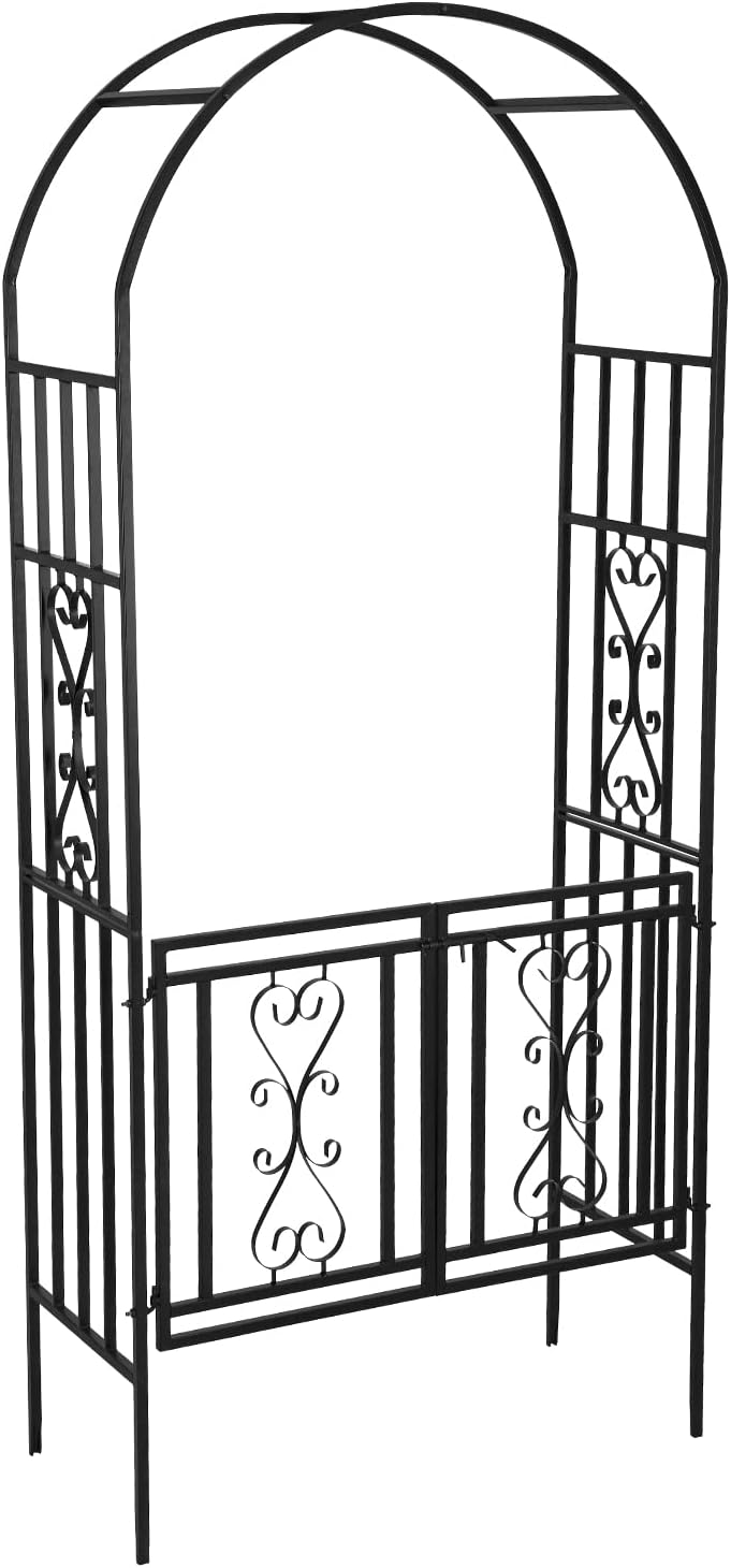 Amazon.com : MOOFAR Metal Garden Arch with Double Gate Heavy-Duty Arbor ...