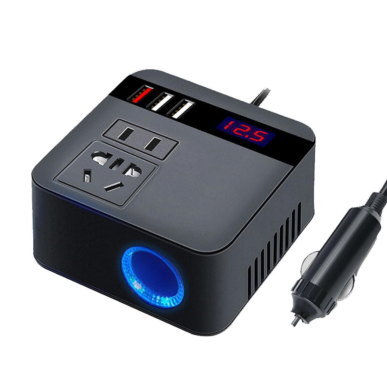 Amazon.co.jp: 150W カーパワーインバーター 12V/24VDC から 220VAC コンバーター 3 つの USB 充電 ...