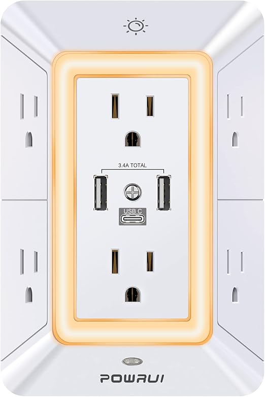 Amazon.com: POWRUI Multi Plug 6 Outlet Surge Protector Extender with 3 ...