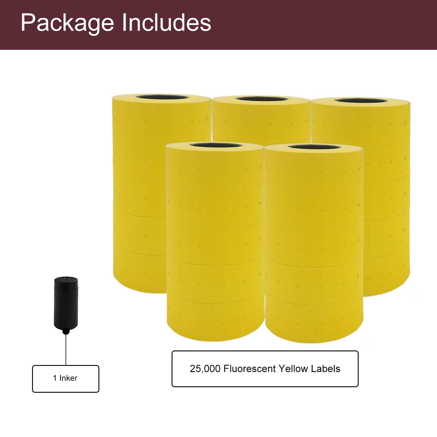 Snapklik.com : Motex 1 Line Labels - 25,000 Fluorescent Yellow Blank ...