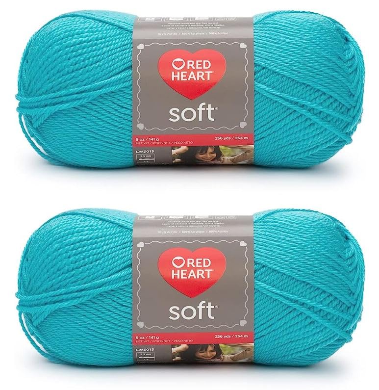 Amazon.com: Red Heart Soft Turquoise Yarn - 2 Pack of 141g/5oz ...
