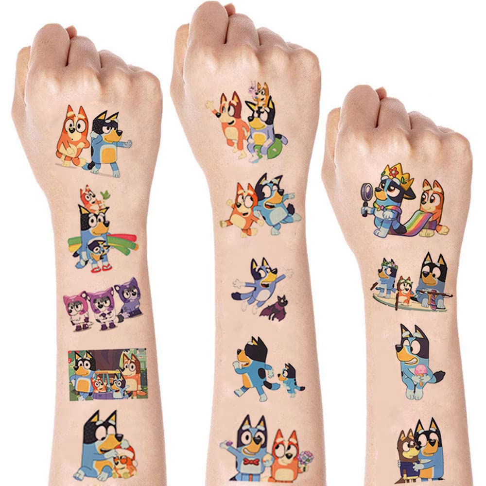 Buy 12 Sheets Cute Bluey Temporary Tattoos for Kids, Bluey Birthday ...