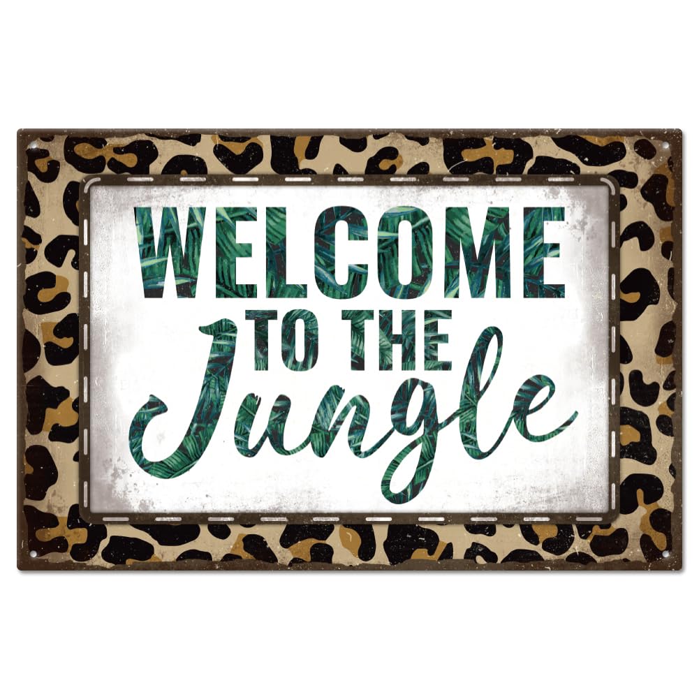 Amazon.com: GLOBLELAND Vintage "Welcome To The Jungle" Text Metal Tin ...