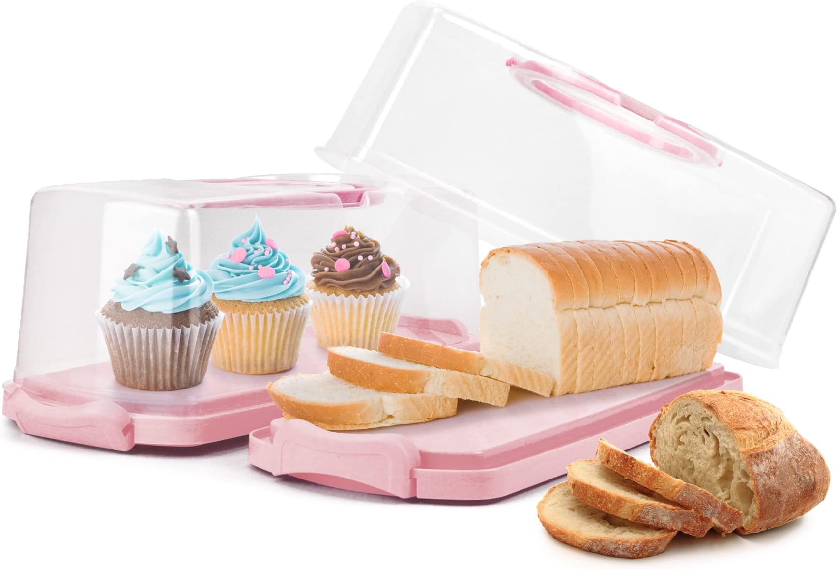 Amazon.com: Portable Bread Box Plastic Rectangular Loaf Cake Storage ...