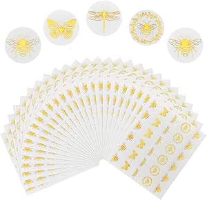 OLYCRAFT 1200pcs/40 Sheets Gold Round Insect Theme Stickers for ...