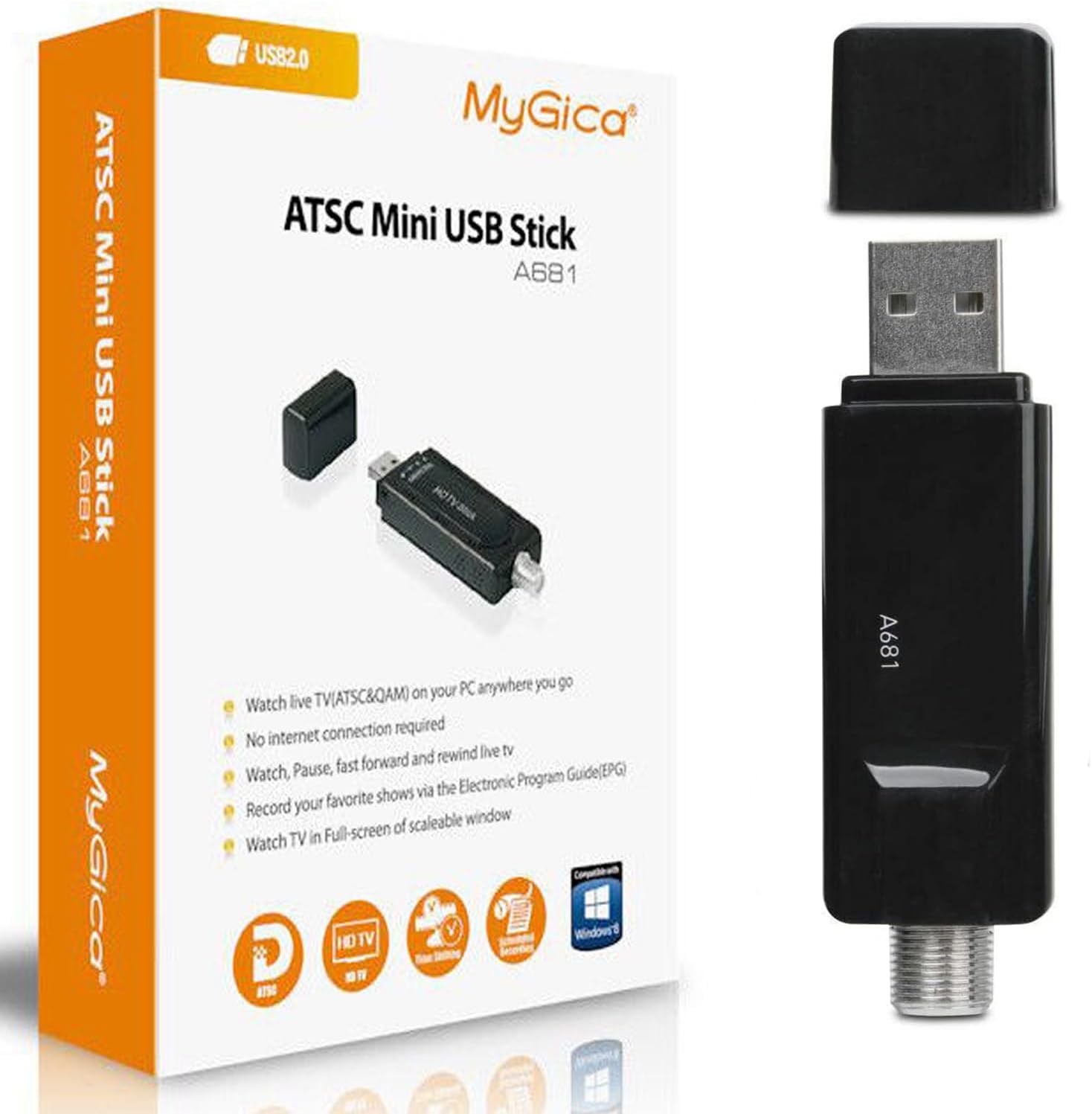 Amazon.com: Mygica A681B USB 2.0 TV Tuner Card, ATSC HD Digital ...