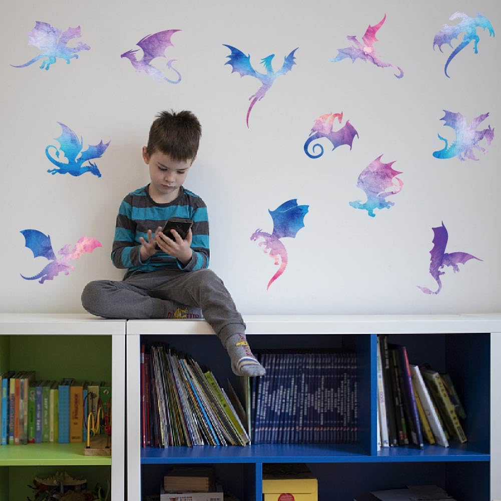 Amazon.com: SUPERDANT Watercolor Dragon Silhouette Wall Decals ...
