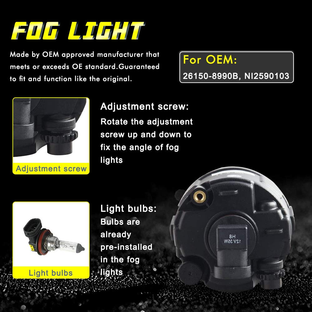 フォグライト キューブジュークムラノクエストQX56 ROGUE VERSA M56 M37 FX45のクリアレンズフォグライト Clear ...