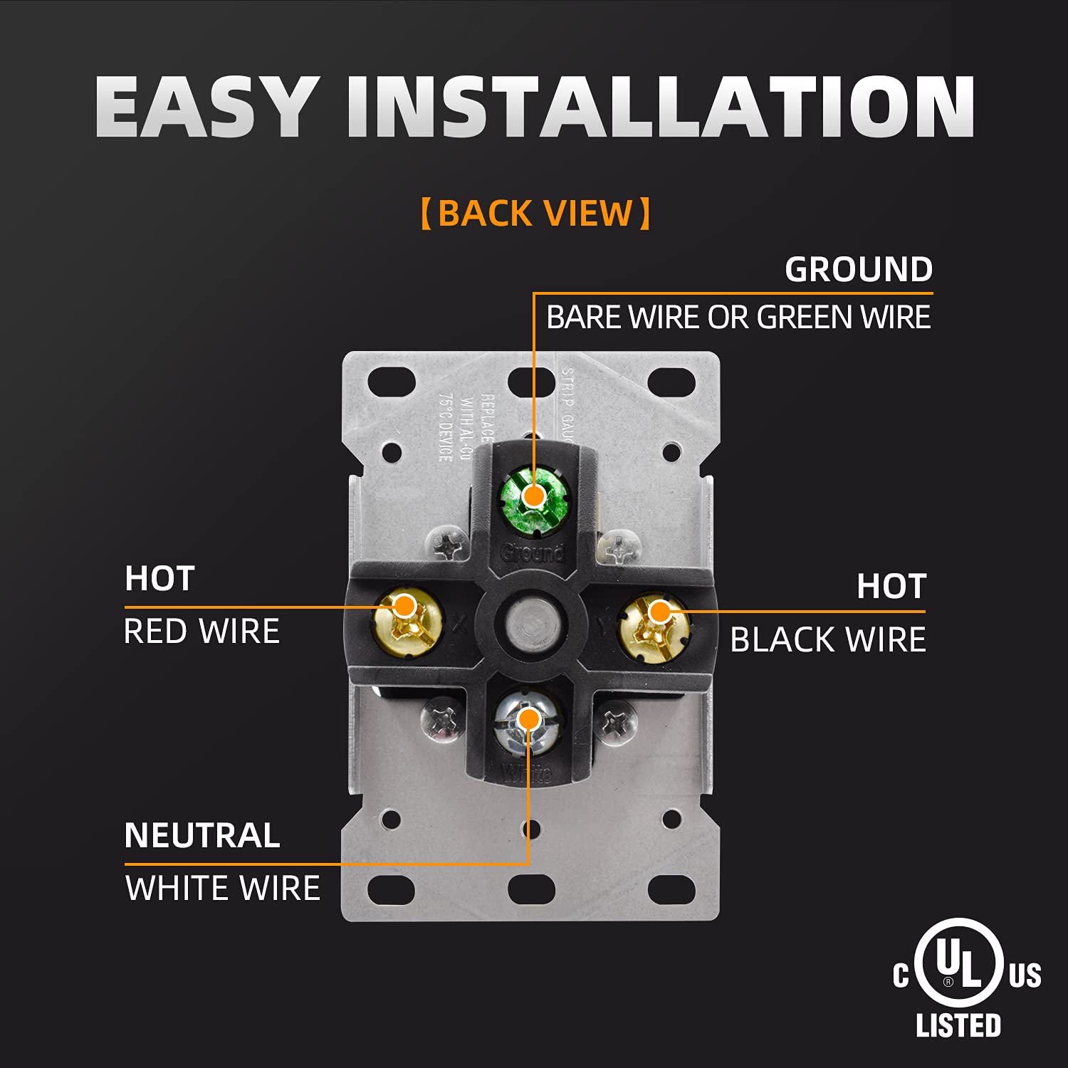Snapklik.com : 30 Amp 3 Pole, 4 Wire 125/250 Volts 14-30R Grounding ...