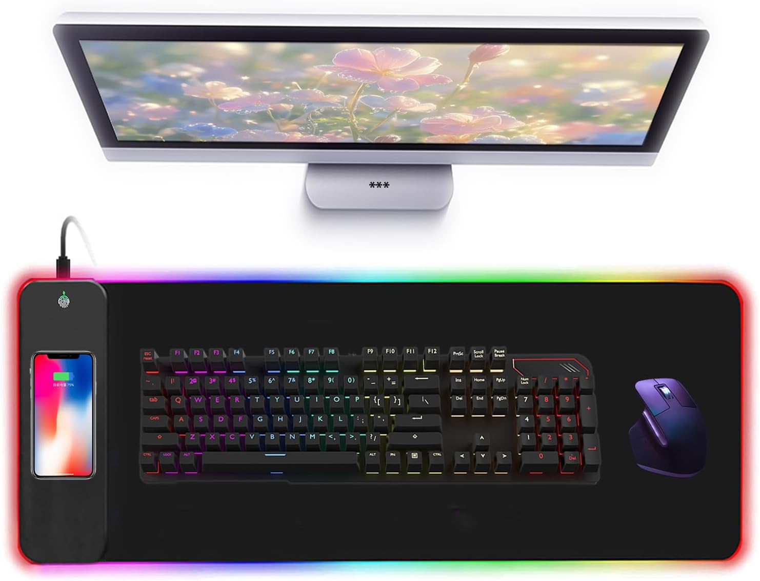 Amazon.com: RGB Gaming Mouse Pad, 15W Fast Wireless Charging Mouse Mat ...