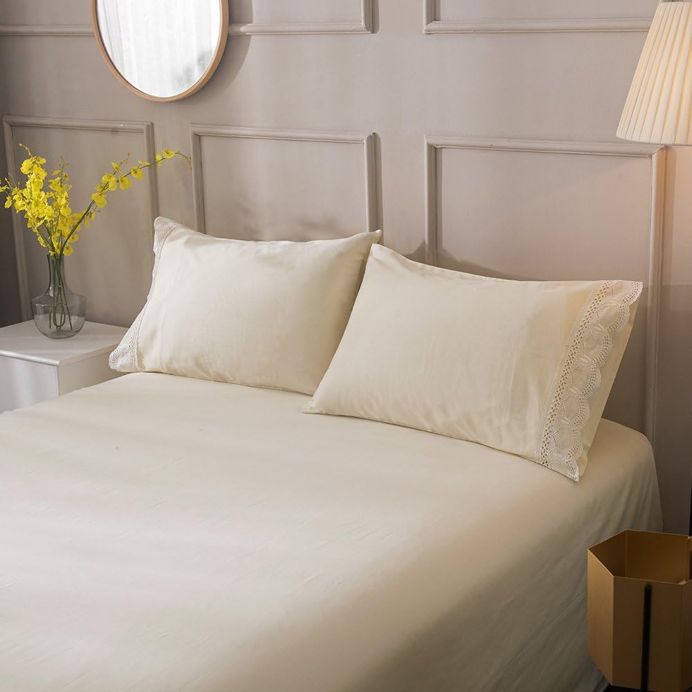 Amazon.com: Merryfeel Lace Sheet Set,100% Cotton Sateen 300 Thread ...