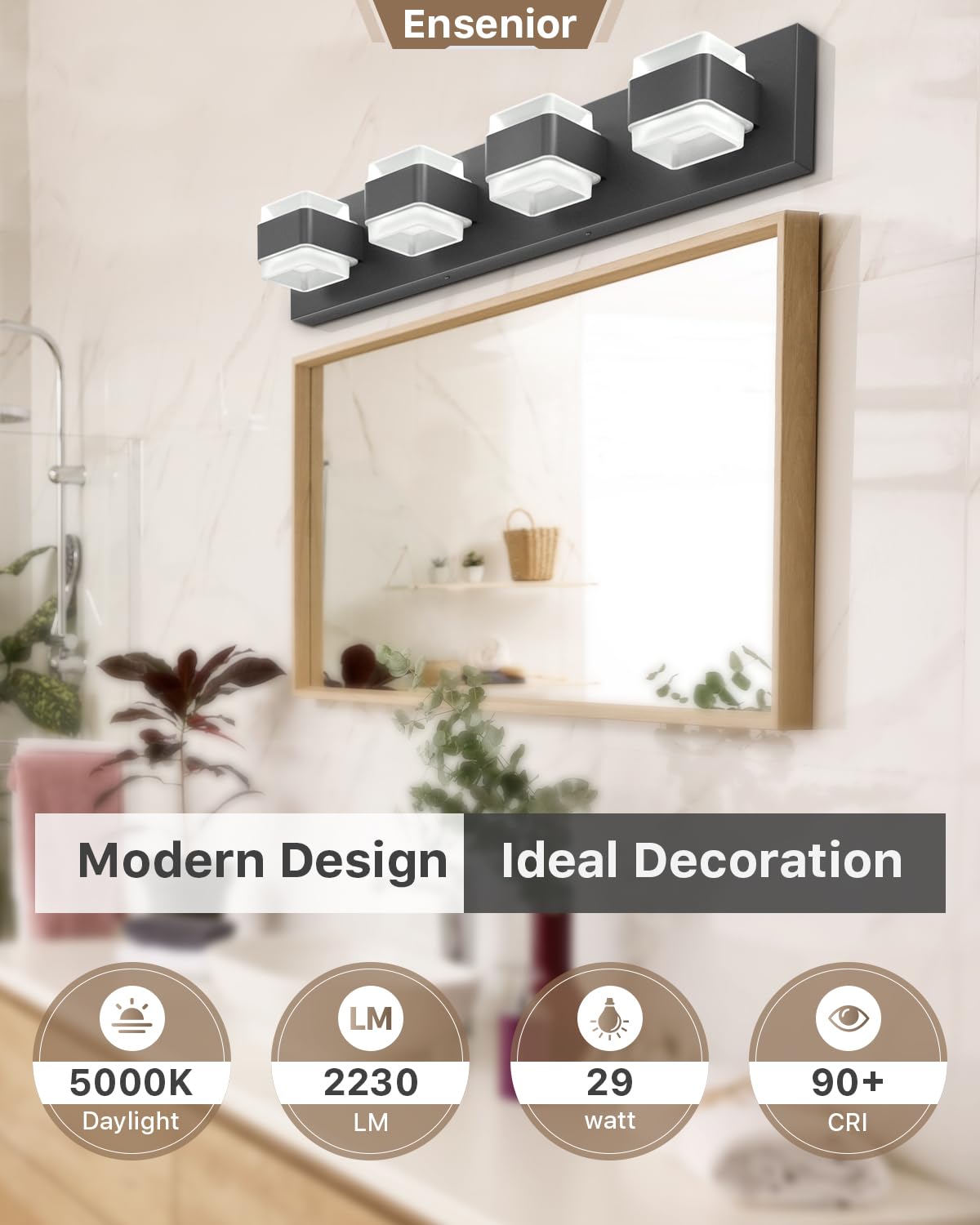 Snapklik.com : Ensenior Bathroom Light Fixtures, Dimmable LED Vanity ...