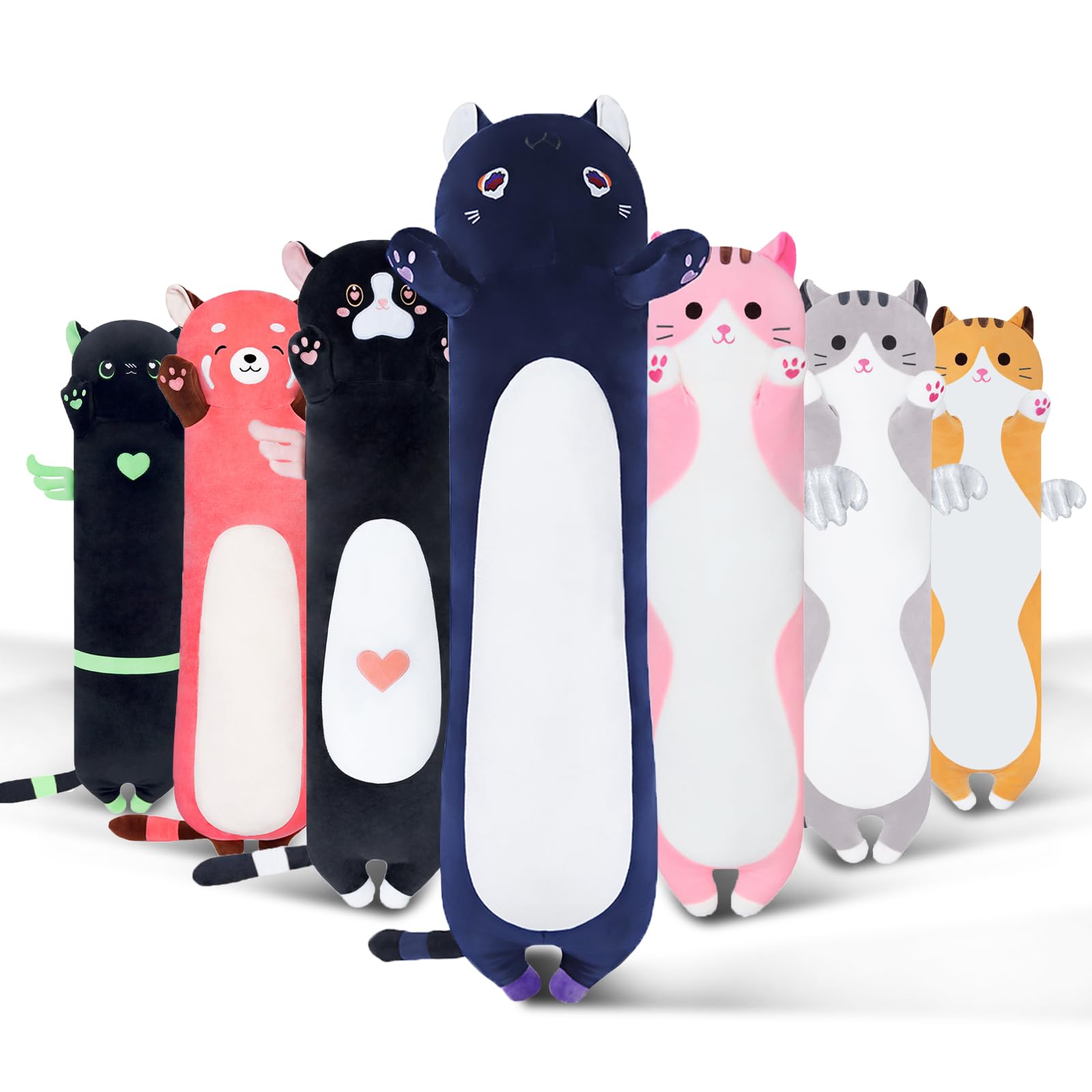 Amazon.com: SNOWOLF Cute Long Cat Plush Body Pillow, Kawaii Cat Plushie ...