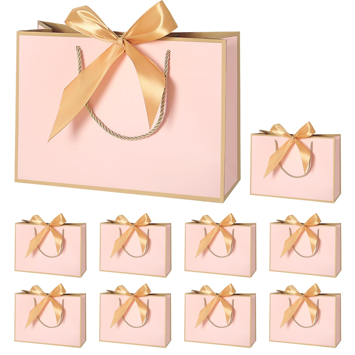 TACHIO 10 Pack Gift Bags with Golden Bow Ribbon, Luxury Paper Bags ...