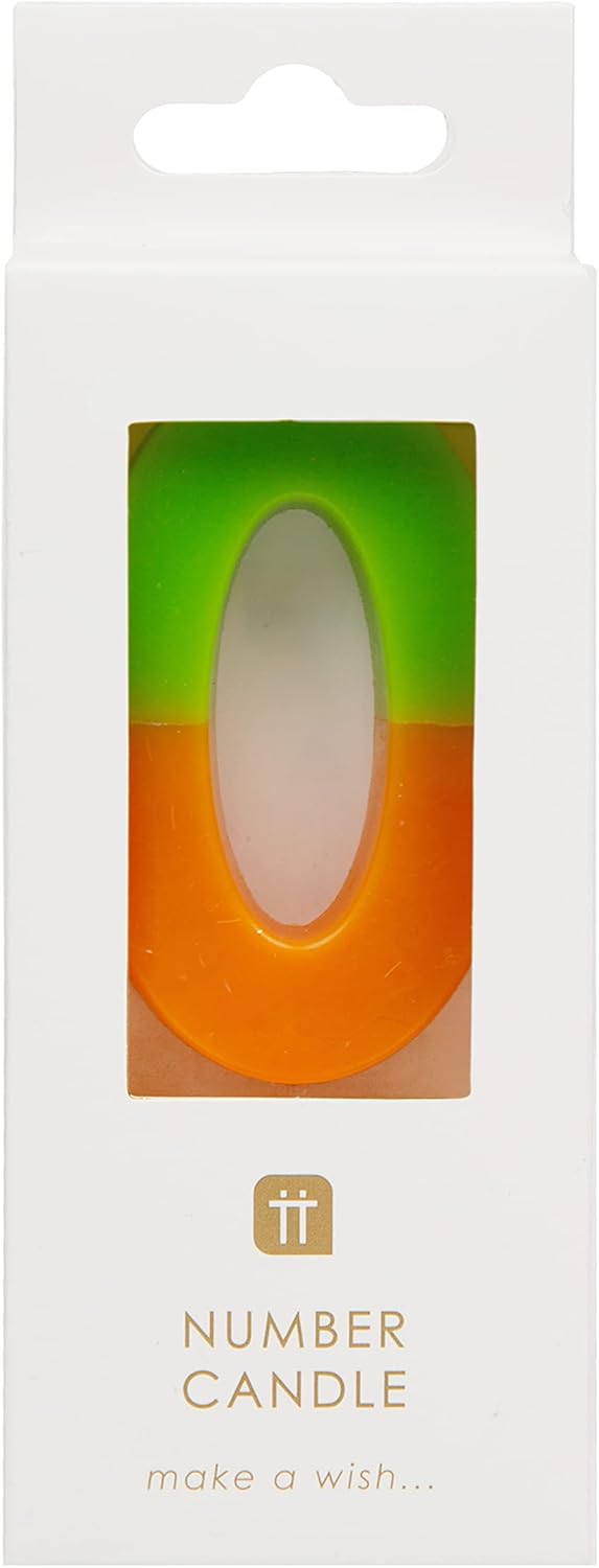 Talking Tables Orange and Green Number 0 Candle for Cakes | Colourful ...