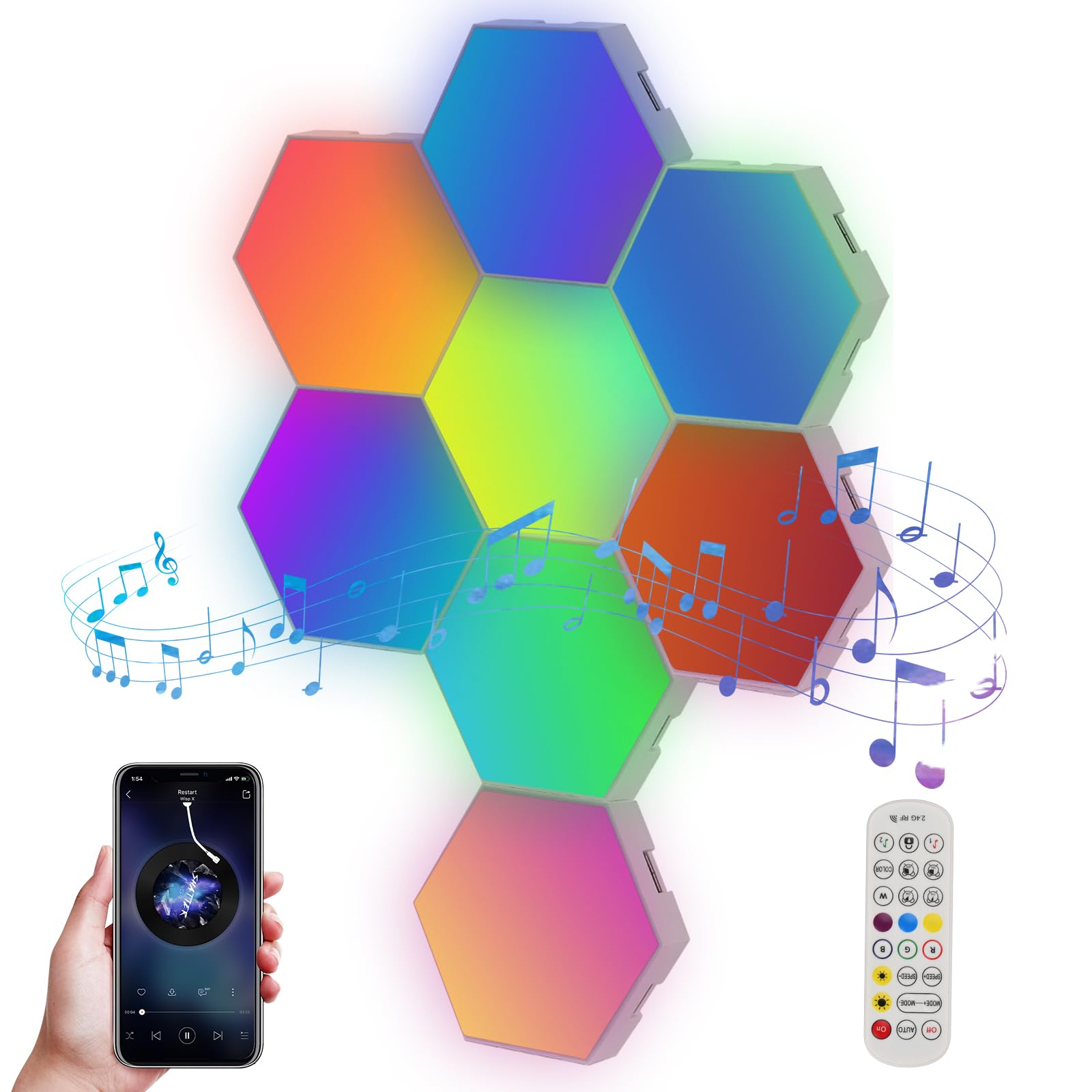Pagezol Hexagon Lights Gaming, 8 Pack Hexagon LED Lights Panels, Hex ...