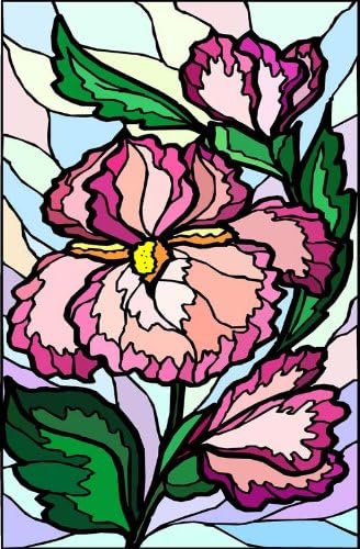 Amazon.com: Red & Pink Iris Flowers - Etched Vinyl Stained Glass Film ...