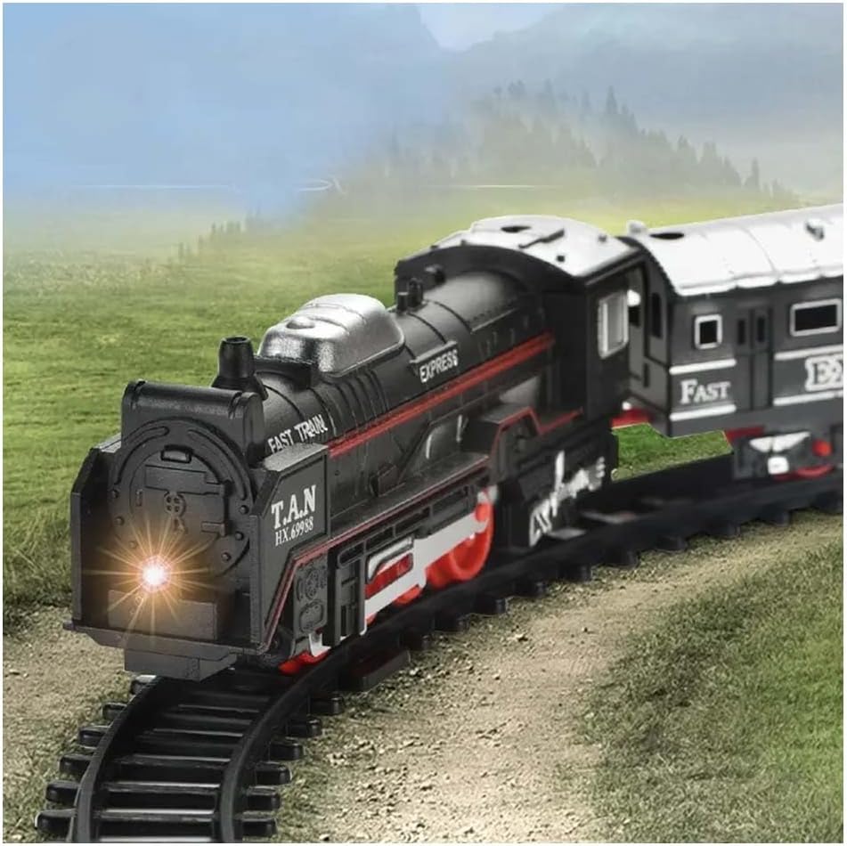 MT-TOYS Electric Train Track Toy Antique Train Toy With Music Light And ...