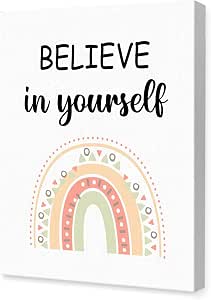 Amazon.com: LISTNGBO Rainbow Inspirational Canvas Wall Art,Believe In ...