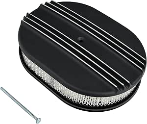 Amazon.com: TBAPFS 12" Air Cleaner Kit Oval Half Finned Black Aluminum ...