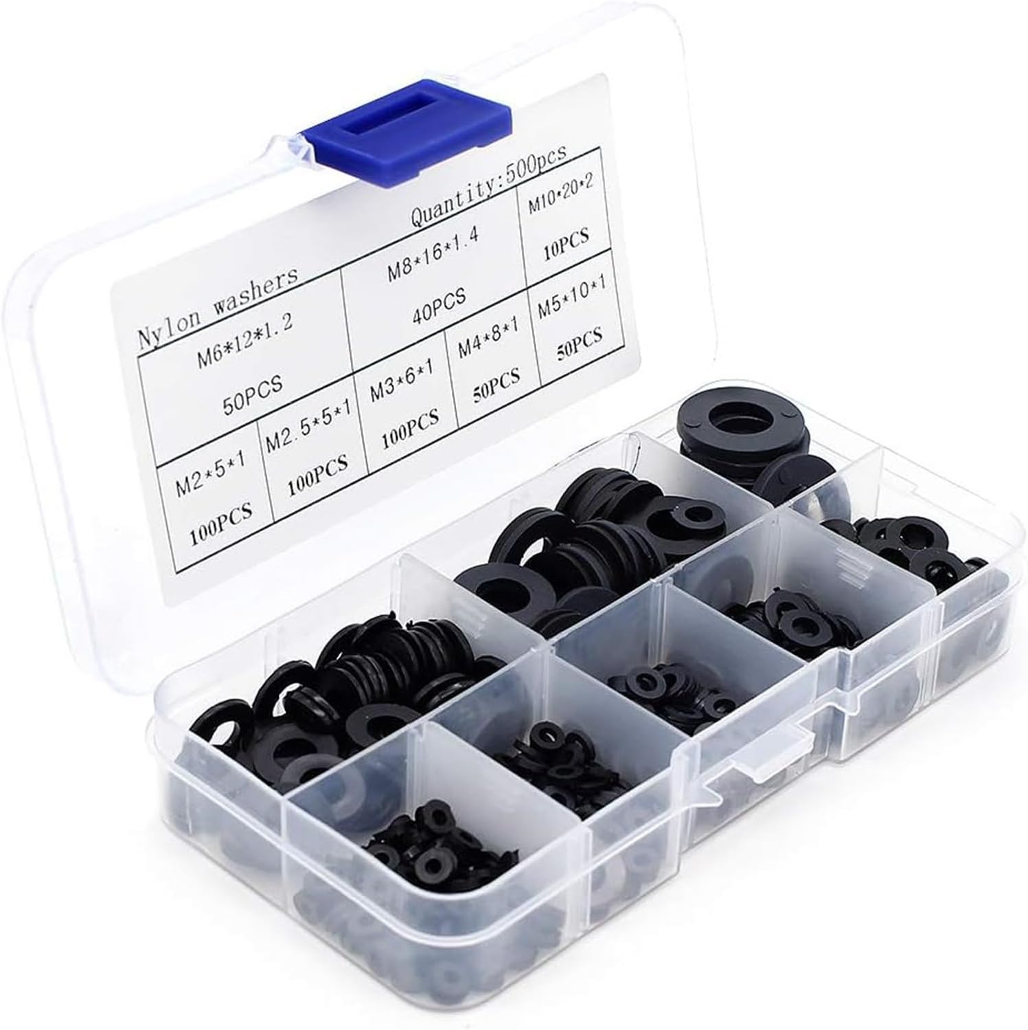 JCZD 500Pcs Nylon Flat Washer Assortment Set, Washers Metric Sealing ...