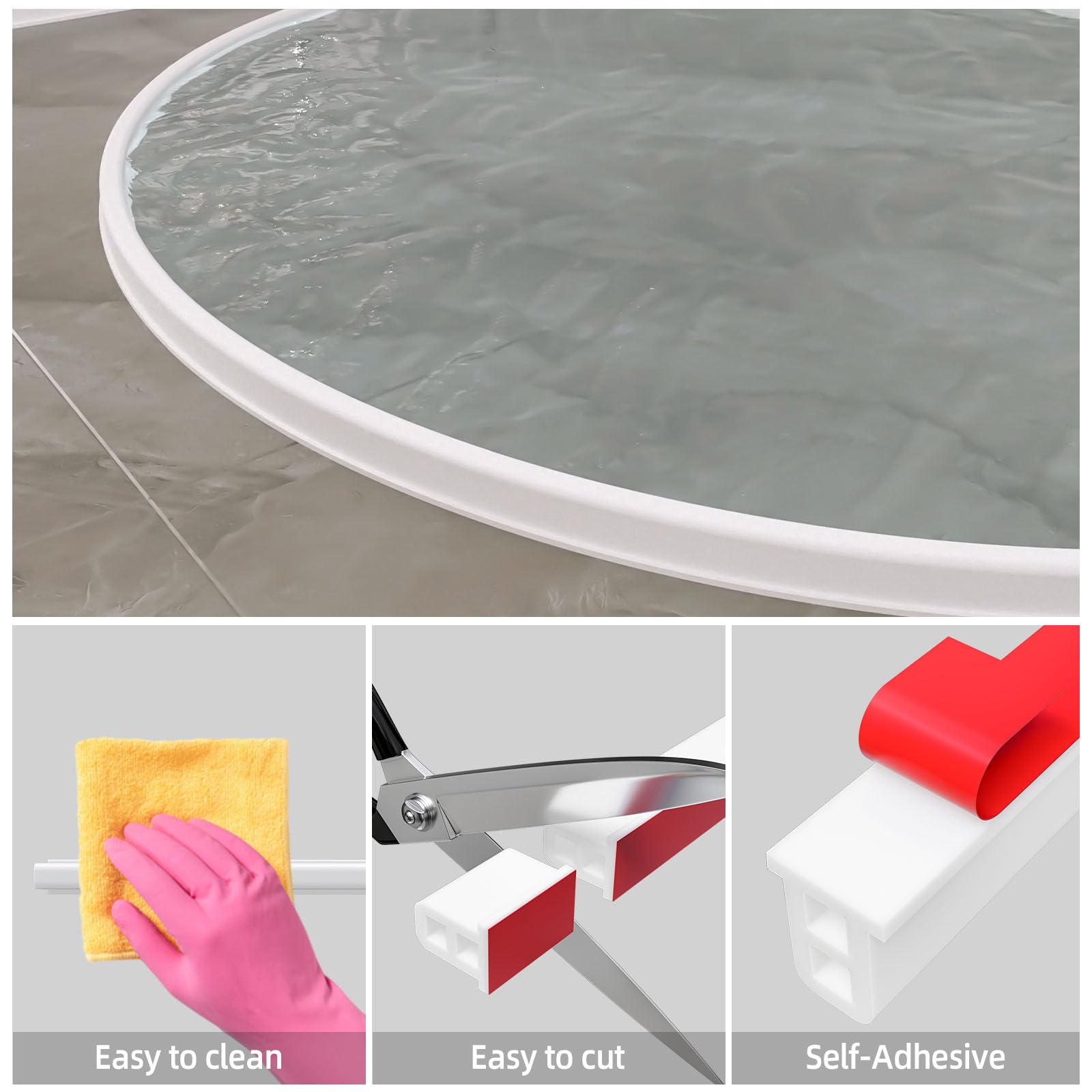 Snapklik.com : 39 Inch Shower Threshold Water Dam,Collapsible Shower ...