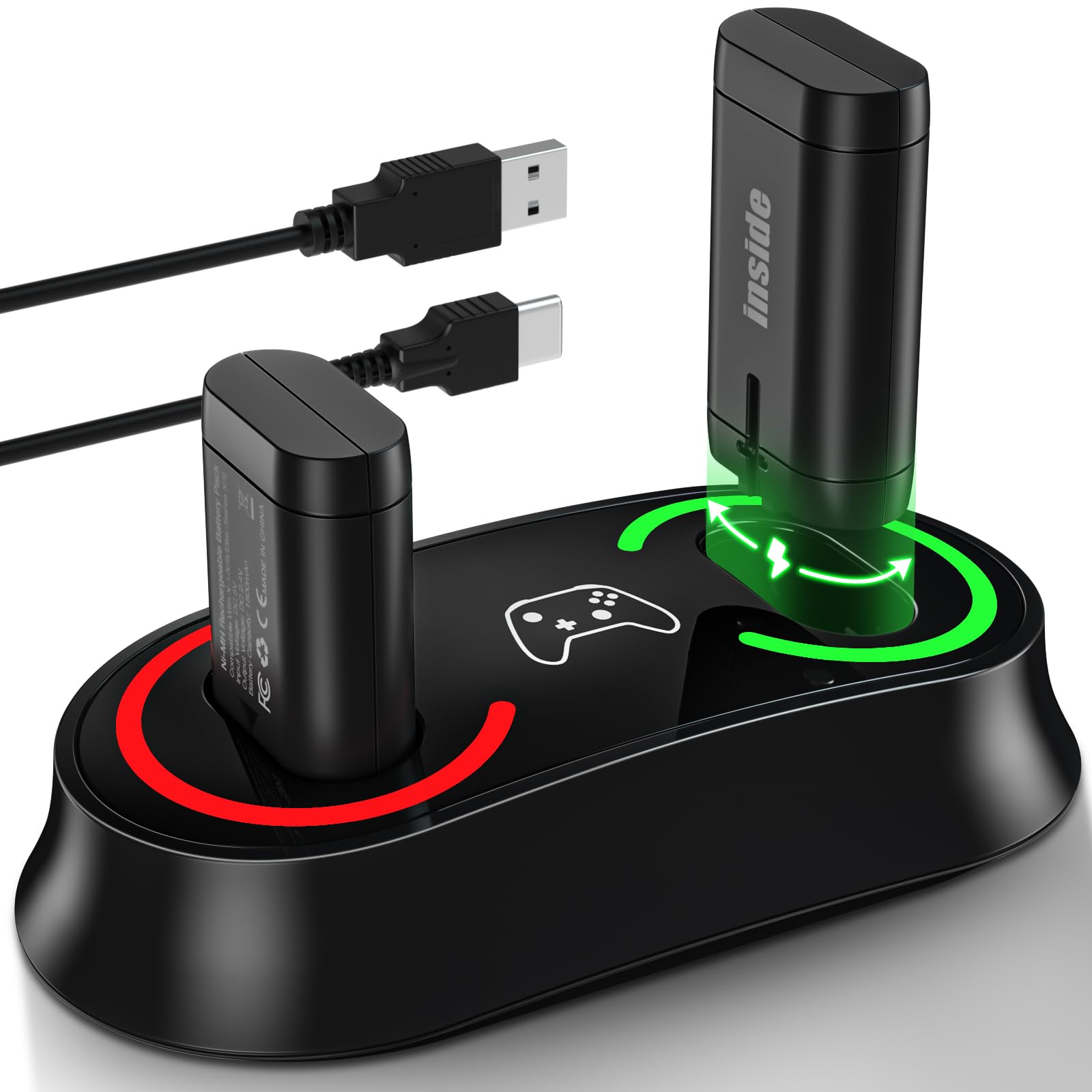 Amazon.com: RJAD Rechargeable Xbox Controller Battery Pack, 2 x 4400mWh ...