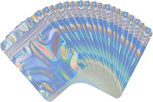 Amazon.com: HUFFA 100 Pcs Holographic Bags, Resealable Smell Proof Bags ...