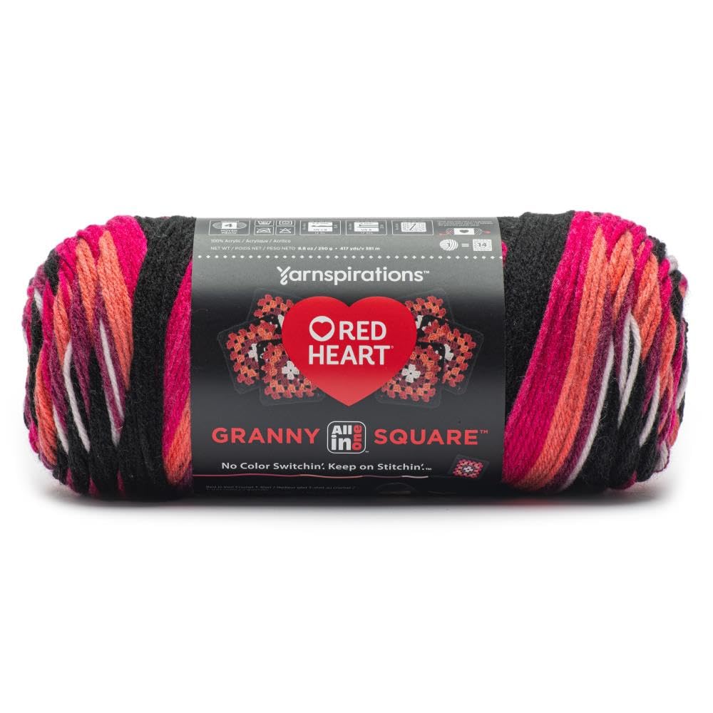 Amazon.com: Red Heart All in One Granny Square-Black - Carnation Code