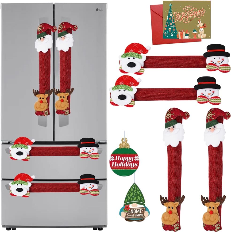 Amazon.com: Christmas Fridge Handle Covers Santa Refrigerator Door ...