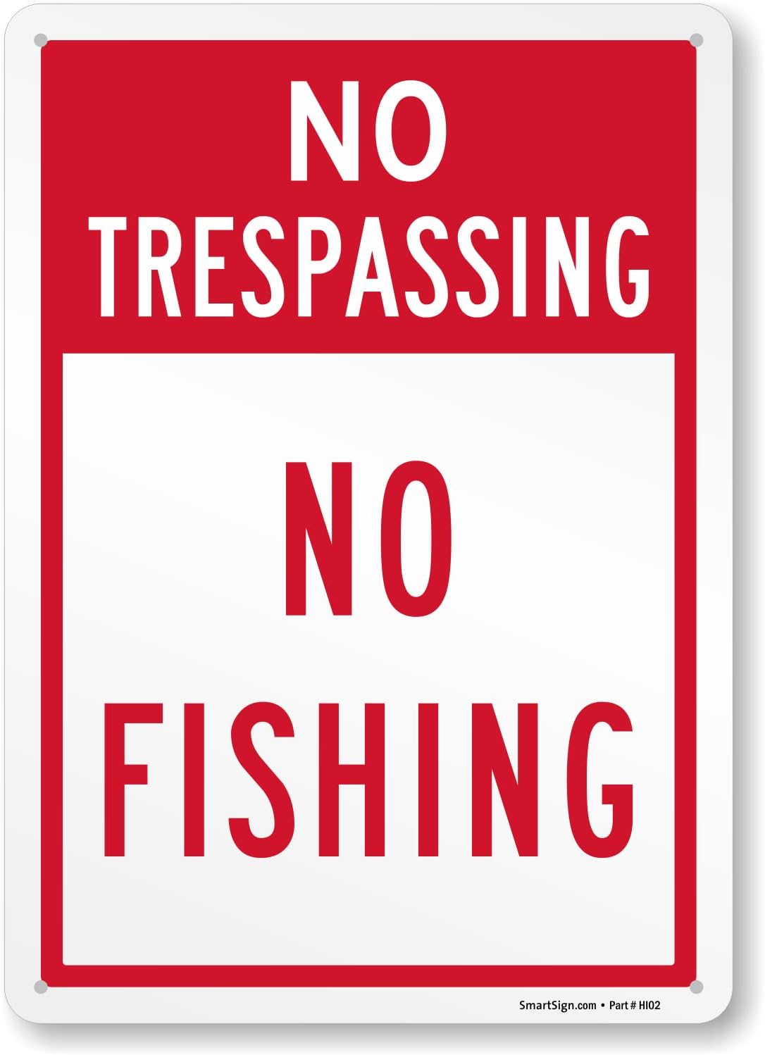 Amazon.com: SmartSign "No Trespassing No Fishing" Metal Sign, 14 x 10 ...