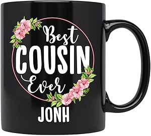 Amazon.com: Floral Best Cousin Ever Porcelain Mug, Personalized Cousin ...