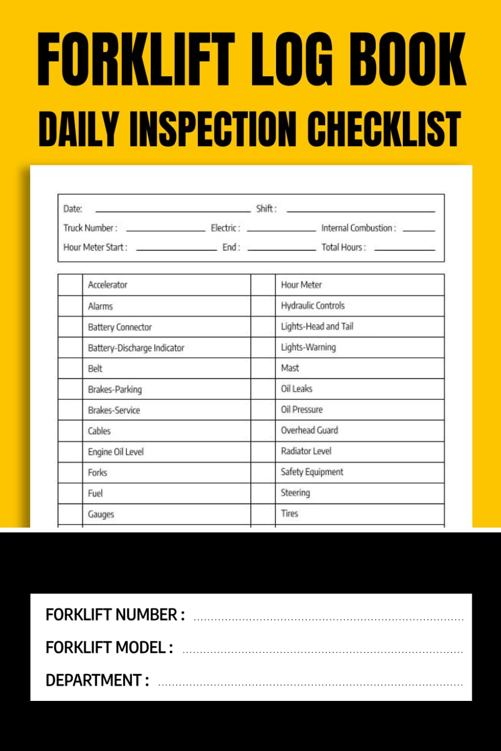 Forklift Log Book with Daily Inspection Checklist, Maintenance, and ...