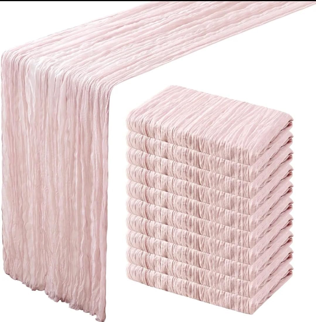 Amazon.com: 10 Pack Dusty Pink Gauze Table Runner 35x120 Inches with 20 ...