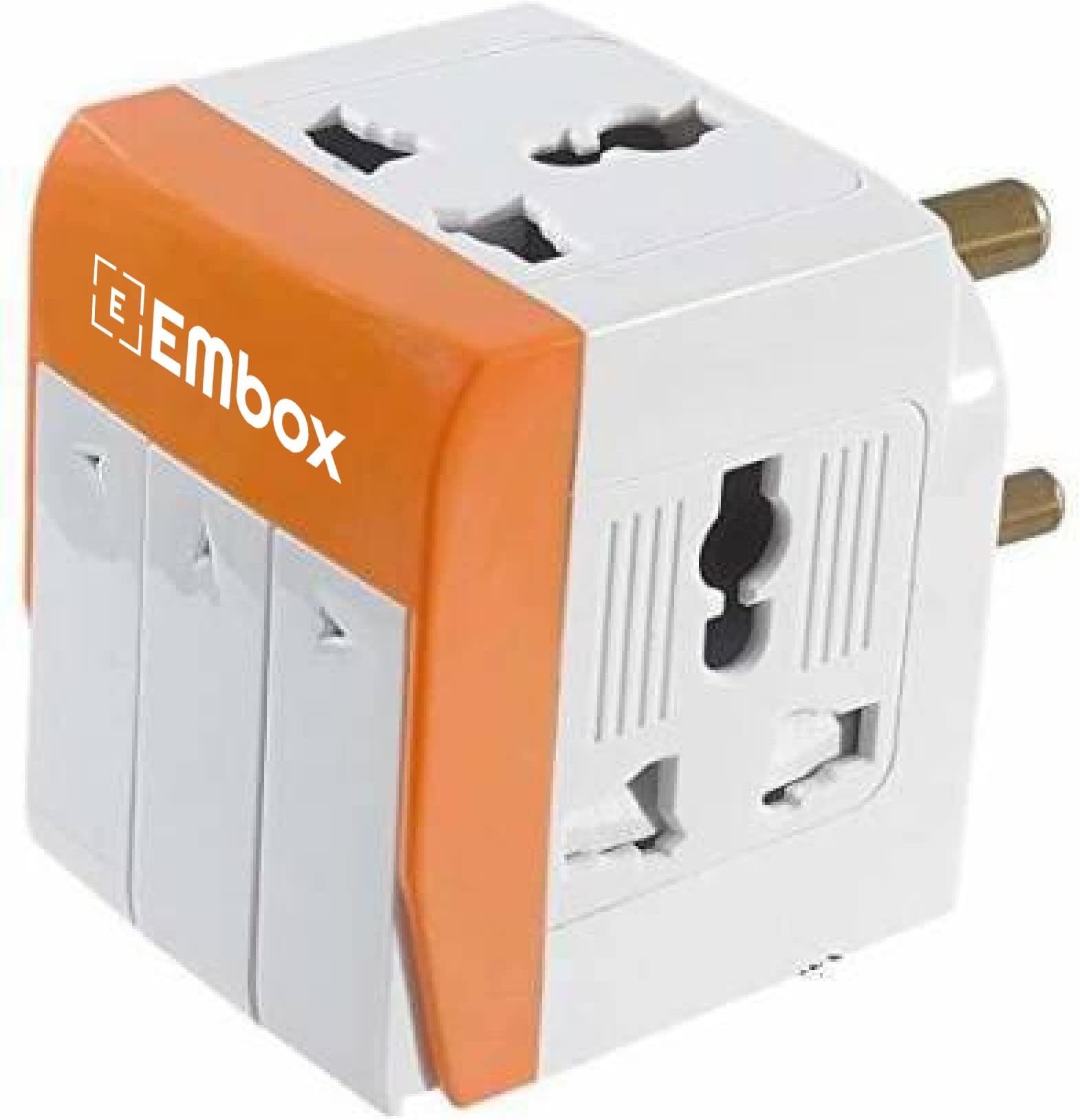 EMBOX 10A Extension Board with USB Port- 4 Universal Sockets and 3 USB ...