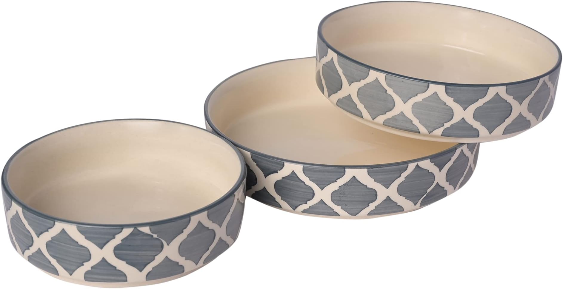 Shay Ceramic Pasta Bowl Set, 18cm, 2 Pieces, Grey Ivory | Glossy Finish ...