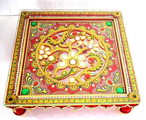 Buy Shringar Decorating India Wood and Glass pata/Chowki Online at Low ...