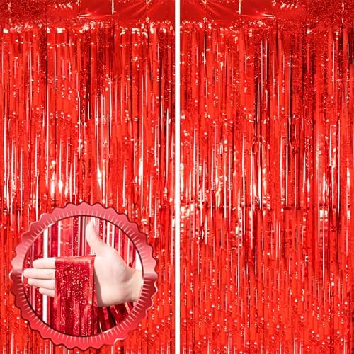 Amazon.com : 3 Pack Red Streamers Party Backdrop Christmas Decorations ...