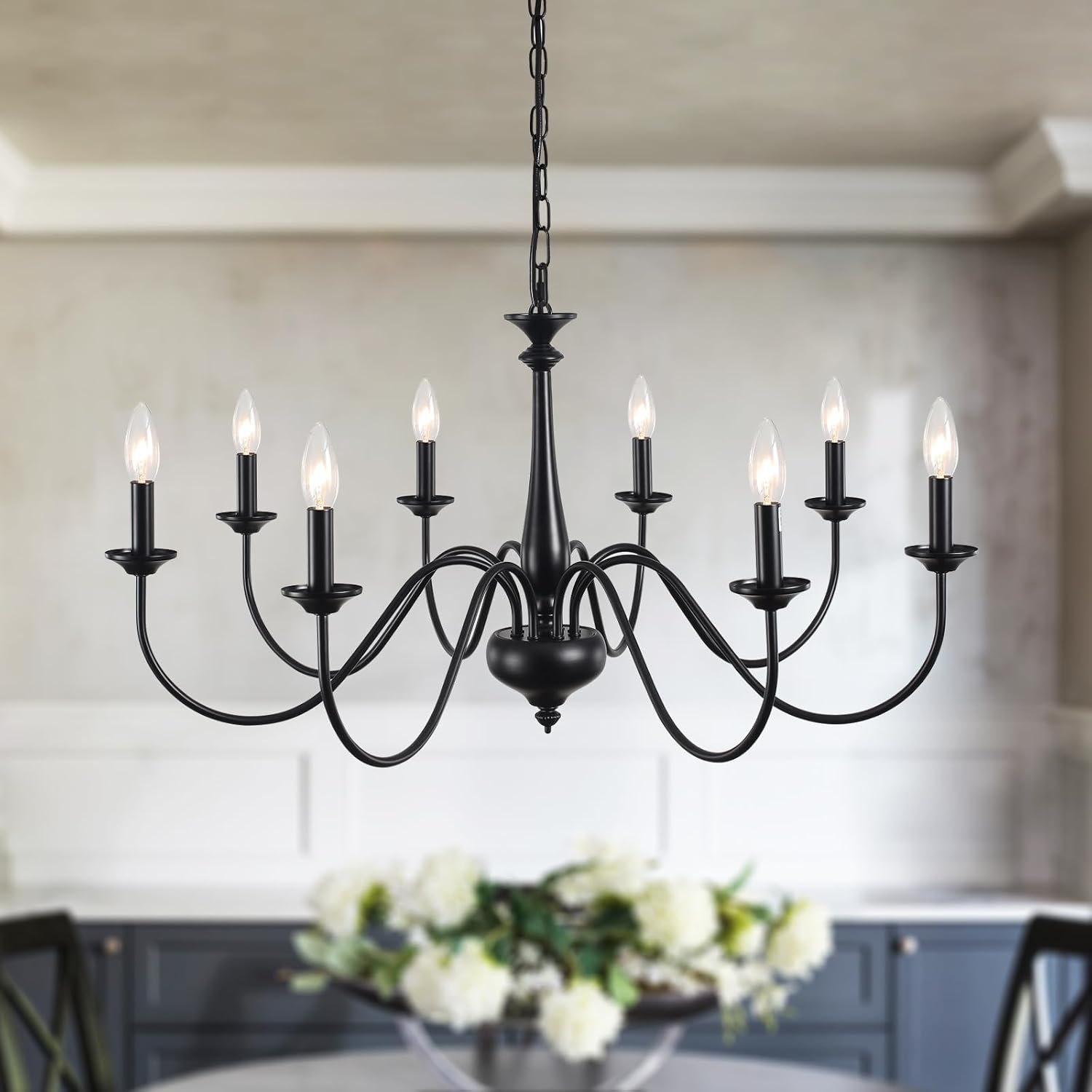 ZemSum Candelabros de Techo 8 Luces Candelabro Colgantes Negra Candiles ...