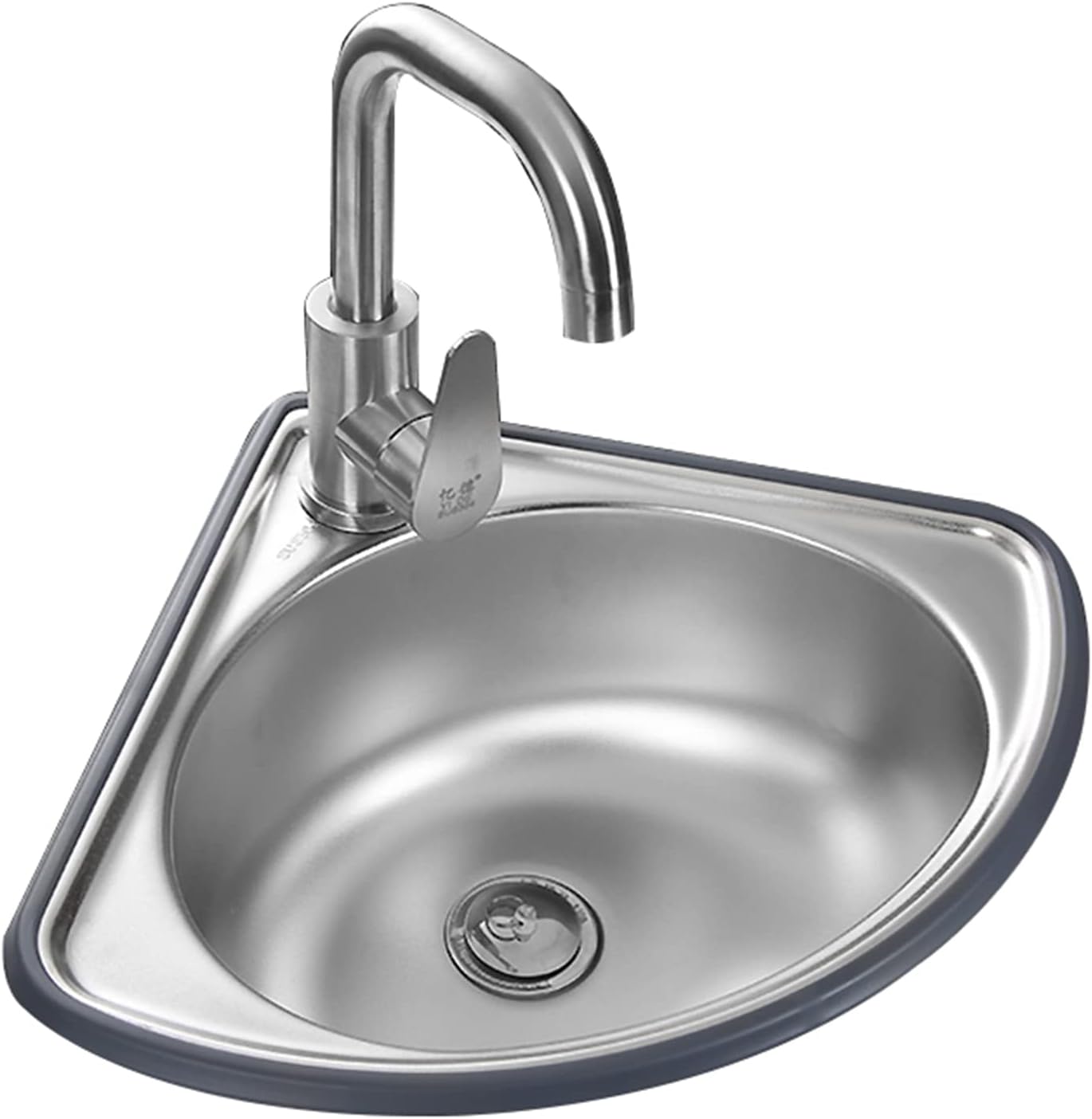 Wall-Mounted Single Bowl Sink Triangle Wash Basin Stainless Steel Small ...